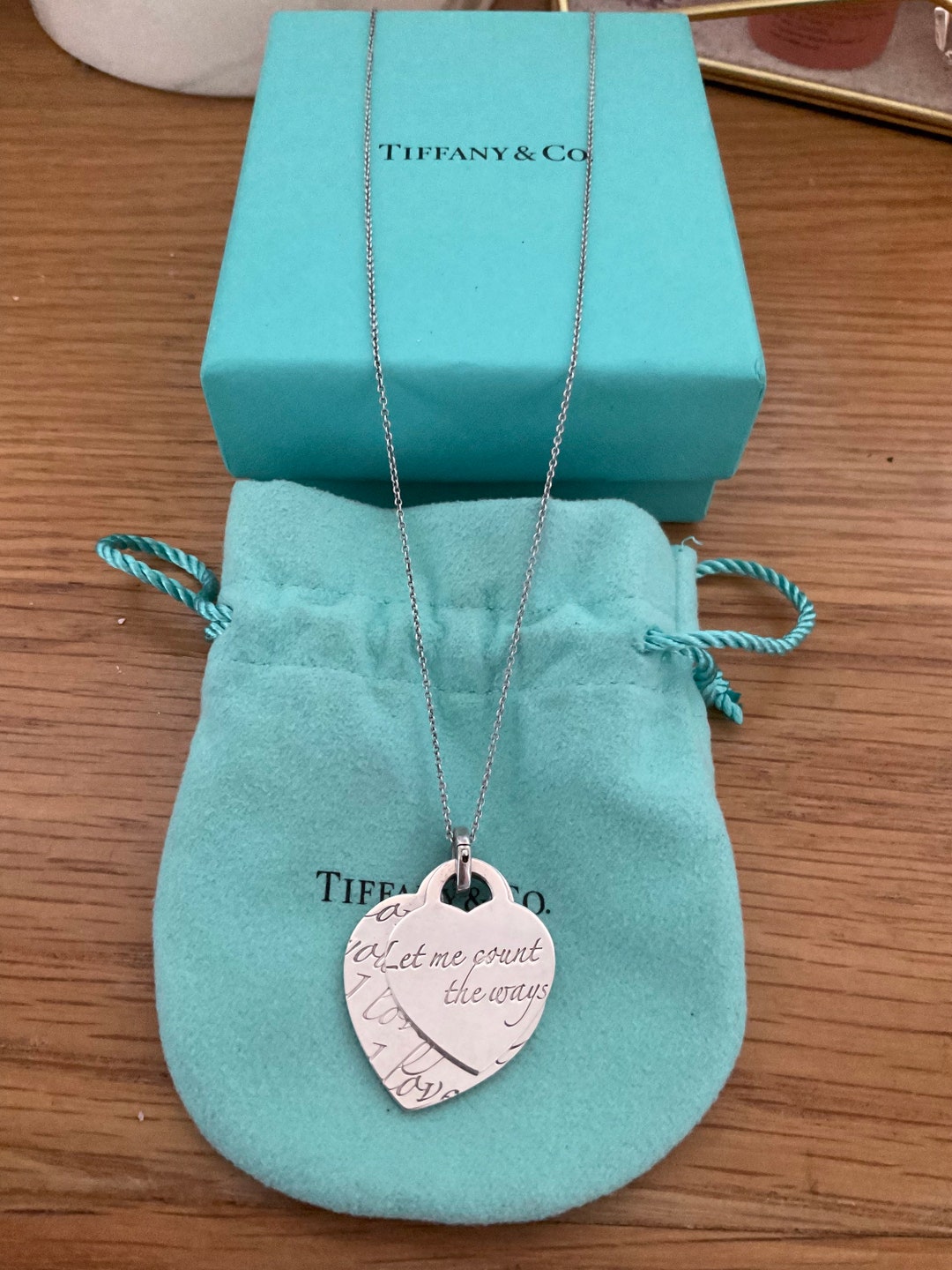 Genuine Tiffany & Co Double Heart Necklace With Box and Pouch Sterling ...