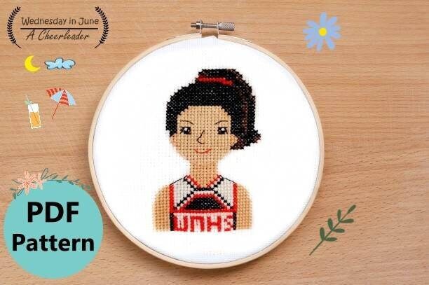 Cheerleader Portrait Cross Stitch Pattern, Easy Needlework (PDF ...