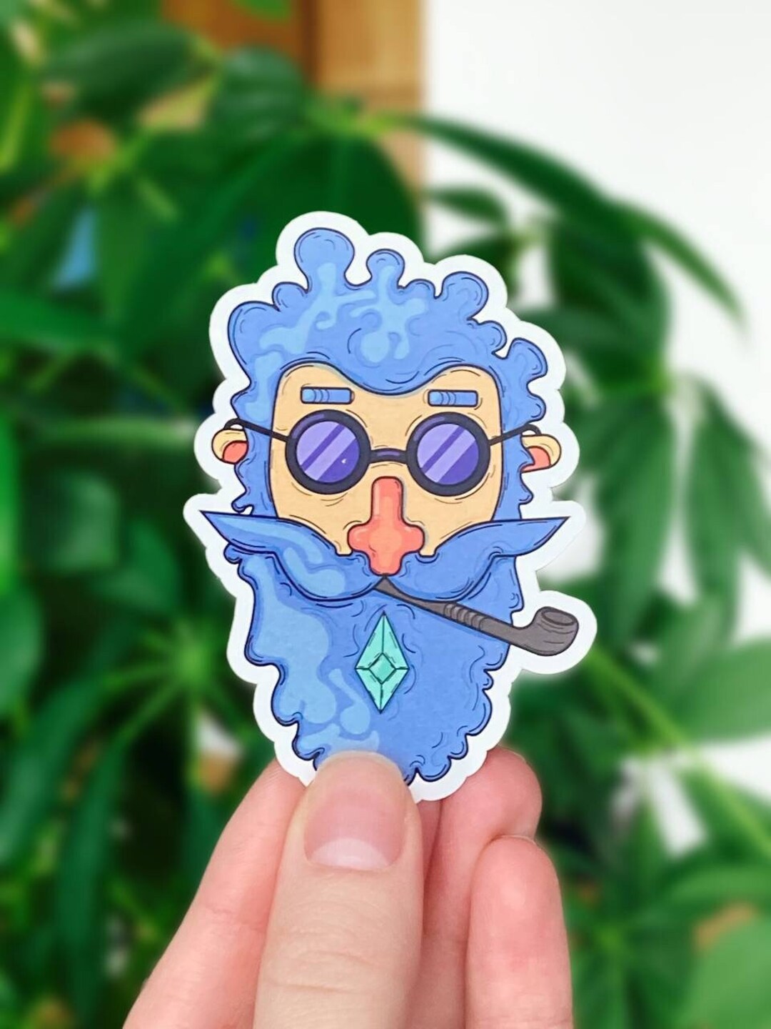 Old Man Smoking Sticker, Character Sticker, Cute Man Sticker, Pipe ...