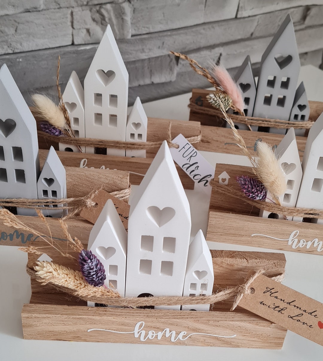 Herz Häuser Set aus Raysin, Raysinhäuser, Lichterhaus, Häuserleiste ...