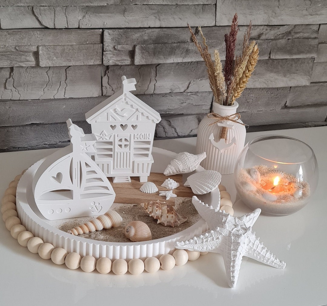 Maritime Beach House Moin, Sailing Boat With Heart, Raysin Decoration ...