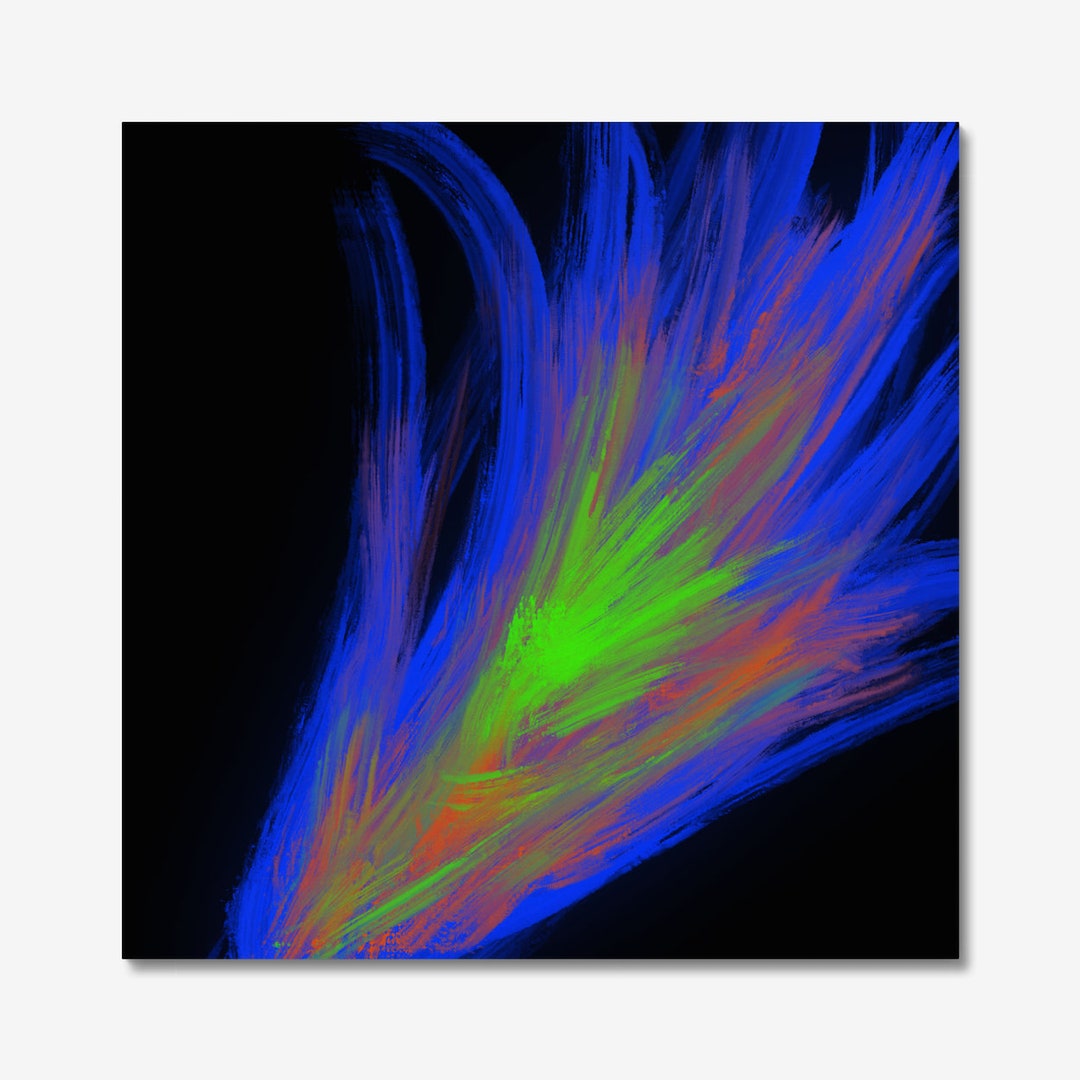 Abstract Art Square Canvas - ''blue Feathertail'' - Sized From 12x12in ...
