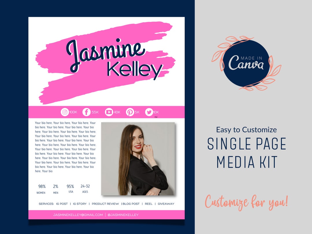 Media Kit Template | Influencer Media Kit | Brand Kit | Blogger Media ...