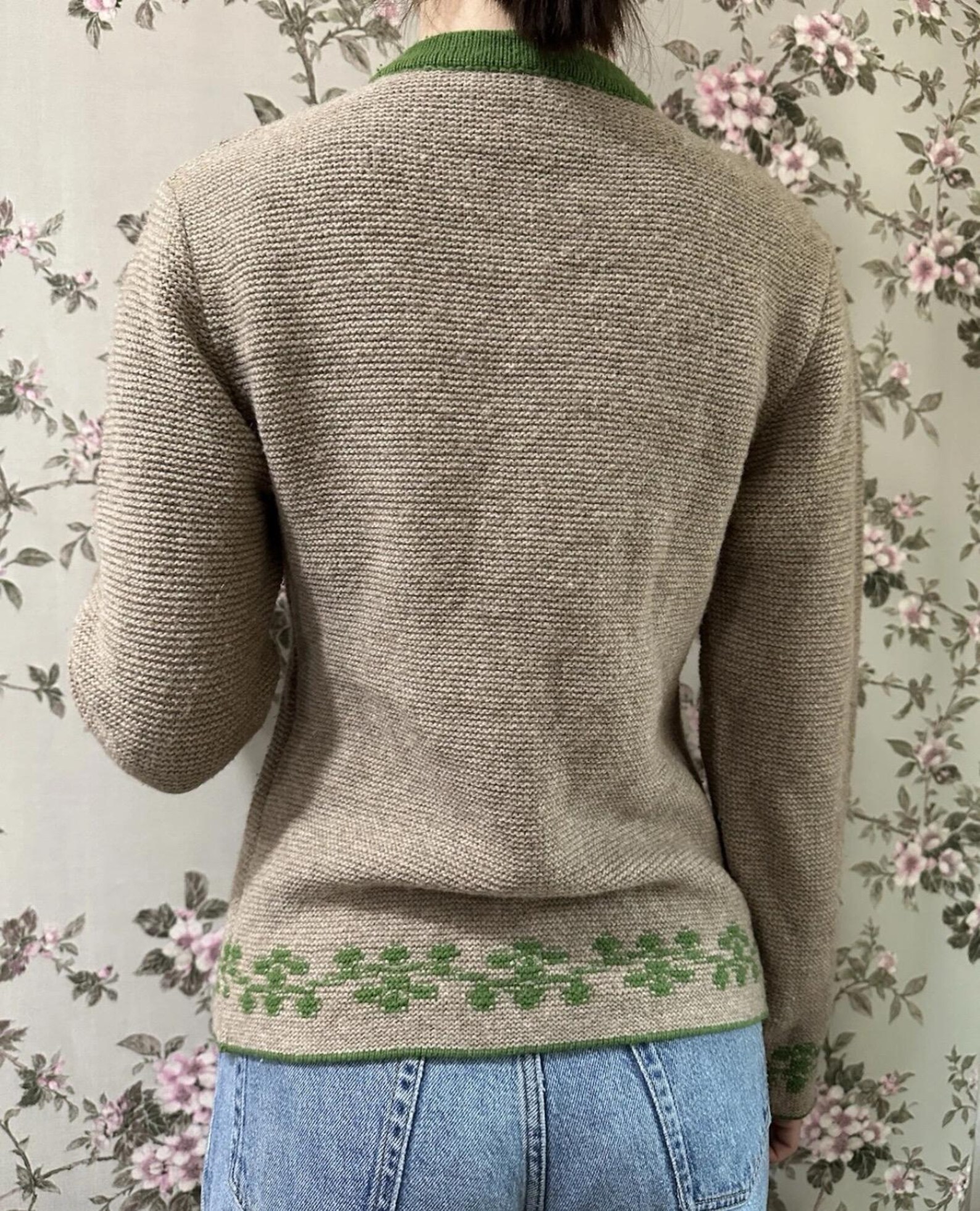 Vintage Austrian Trachten H Moser Cardigan / Green Wool Blend Tyrolean ...