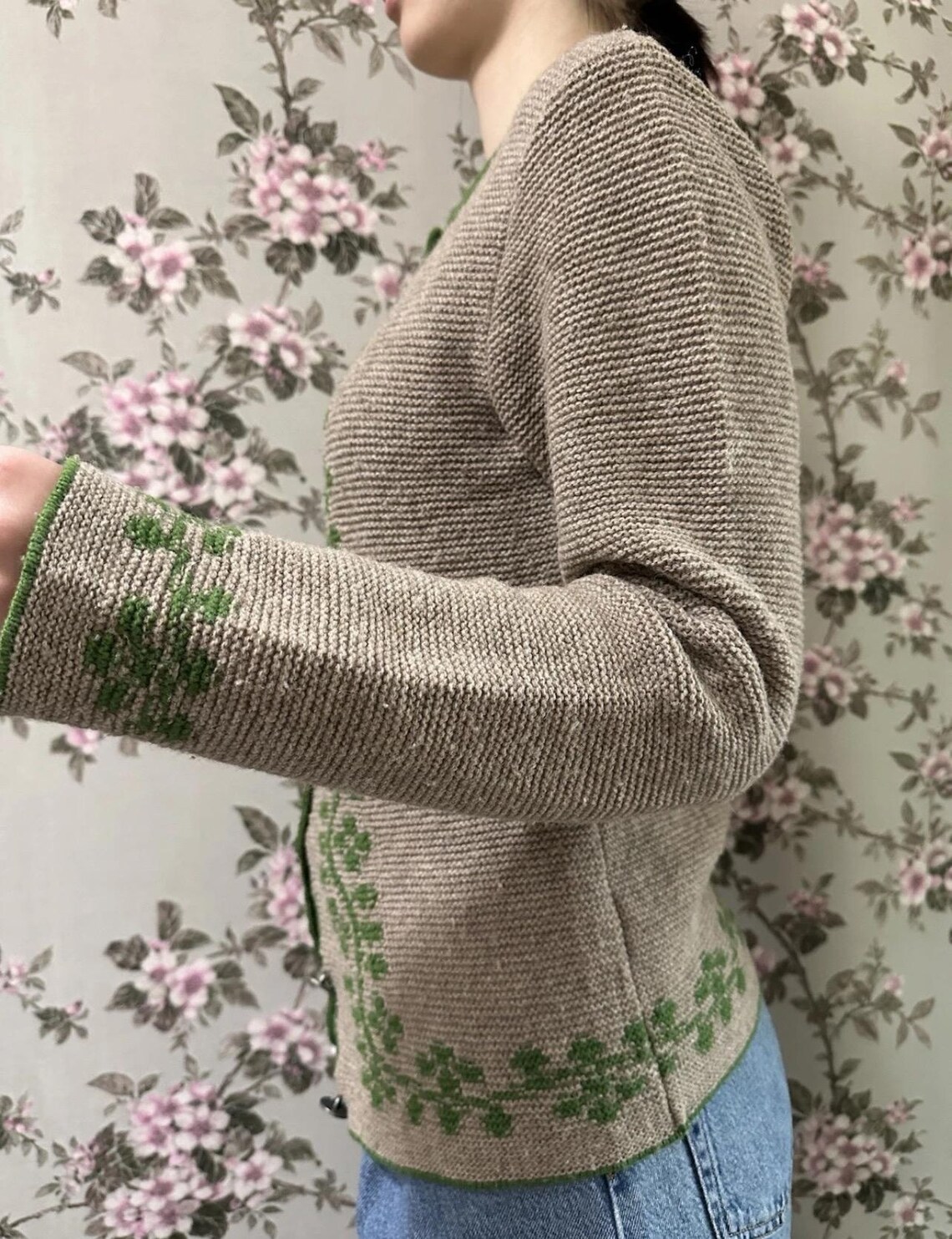 Vintage Austrian Trachten H Moser Cardigan / Green Wool Blend Tyrolean ...
