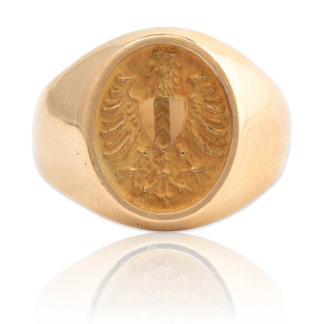 Vintage 10k Yellow Gold Eagle Crest Heraldic Signet Ring 7.75 - Etsy