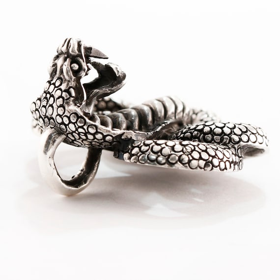 heavy sterling silver figural cobra snake pendant - Gem