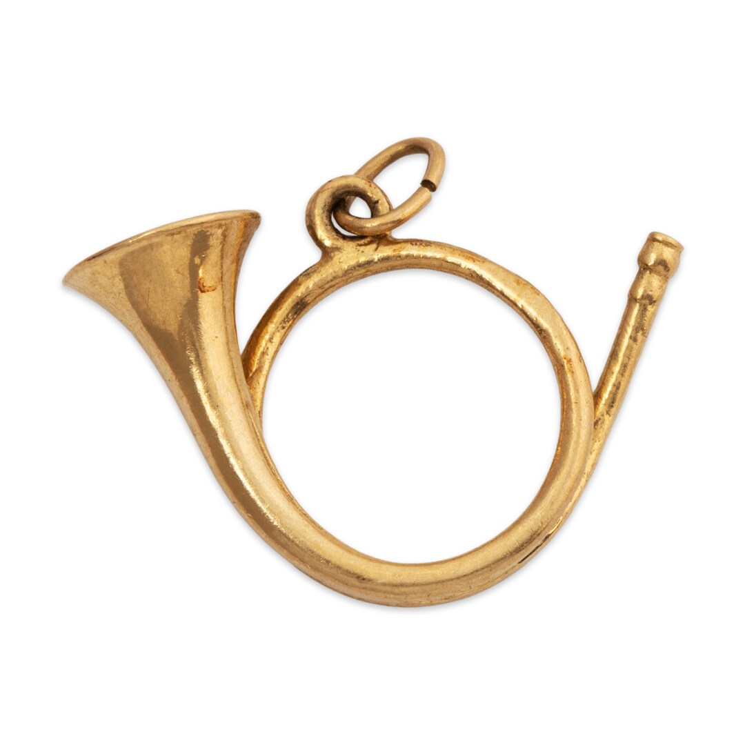 Vintage 14k Yellow Gold Bugle Horn Pendant / Charm - Etsy