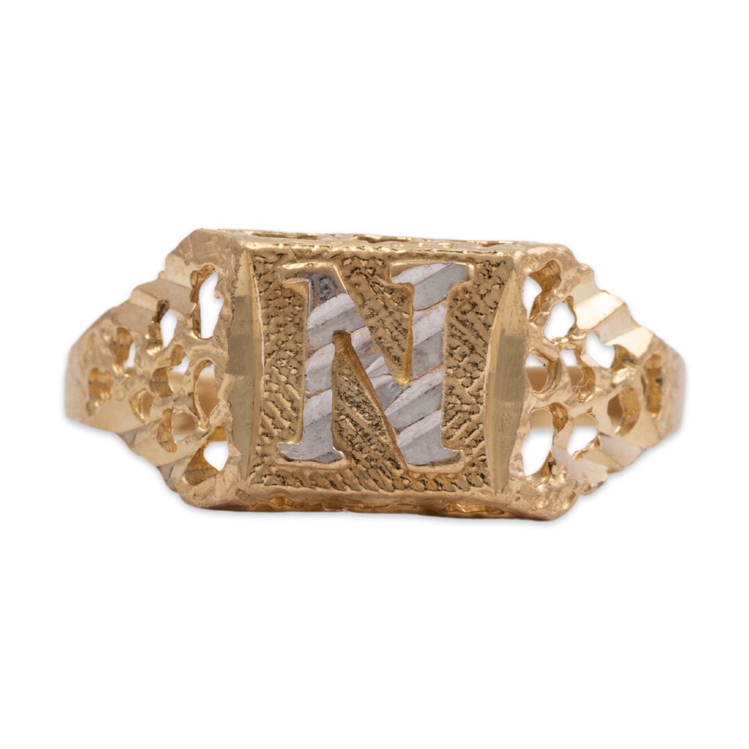 Vintage 10k Yellow Gold Letter N Signet Ring 5 - Etsy
