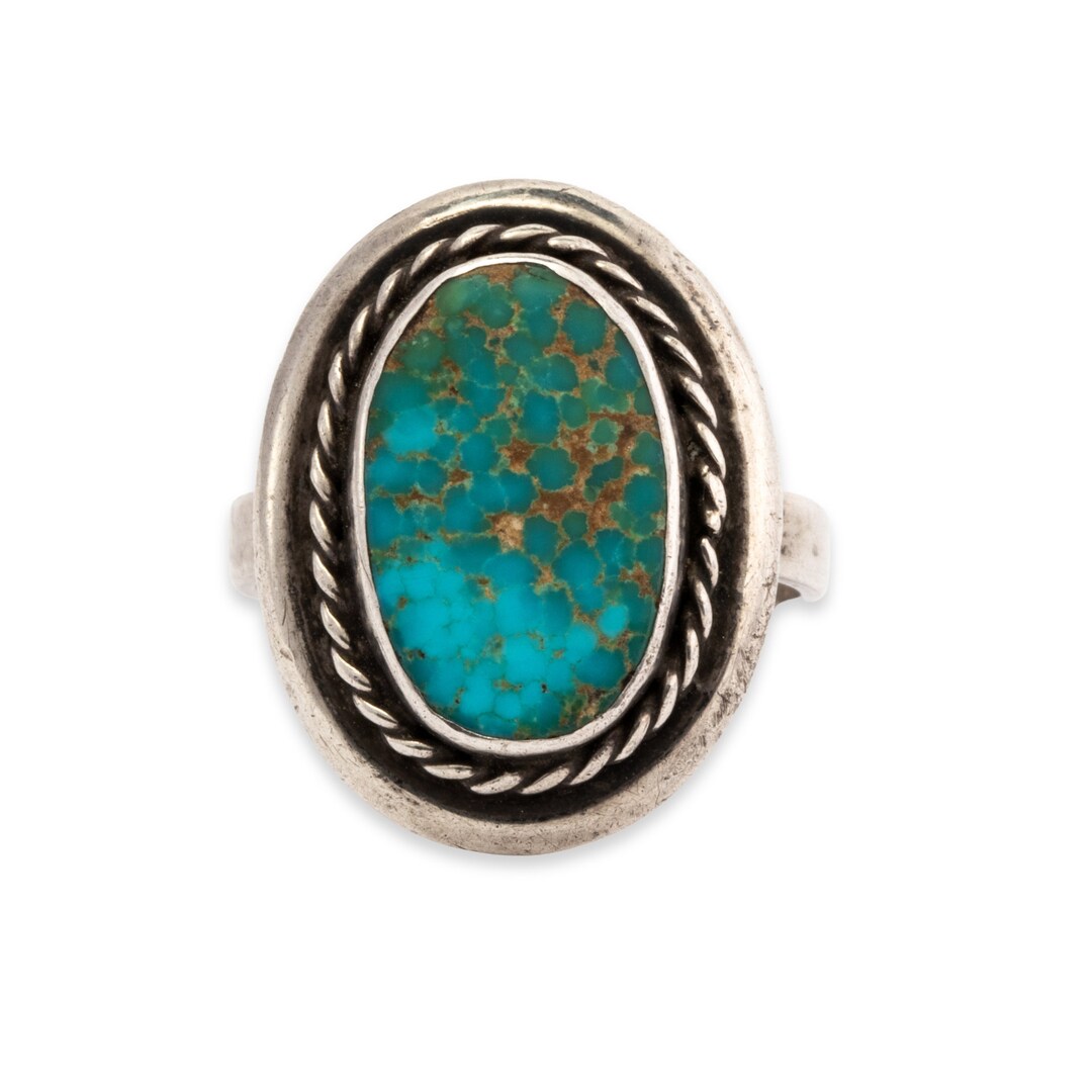 Native American Sterling Silver Blue Green Spiderweb Turquoise Rope ...