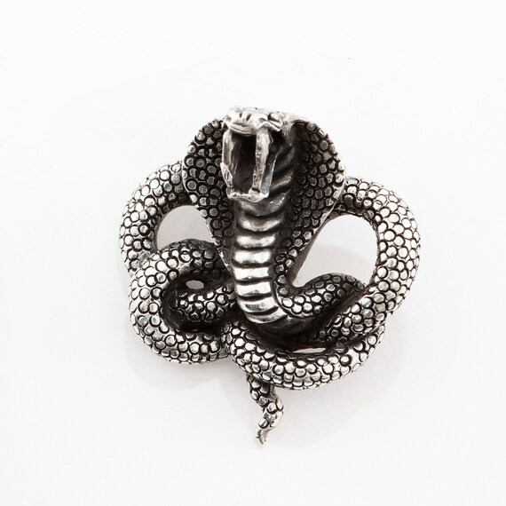 heavy sterling silver figural cobra snake pendant - Gem