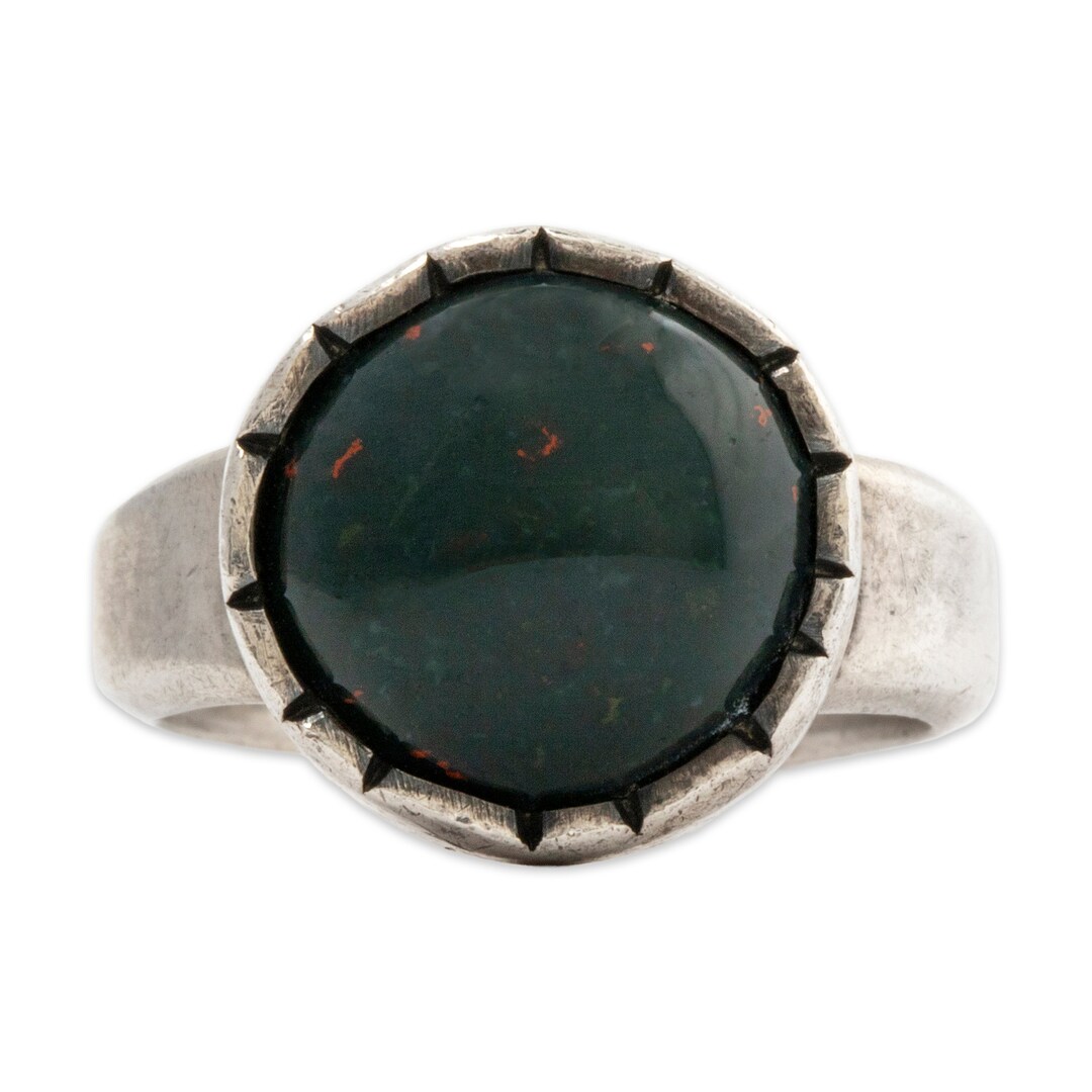Vintage Ed Levin Sterling Silver Bloodstone Round Ring 6 - Etsy
