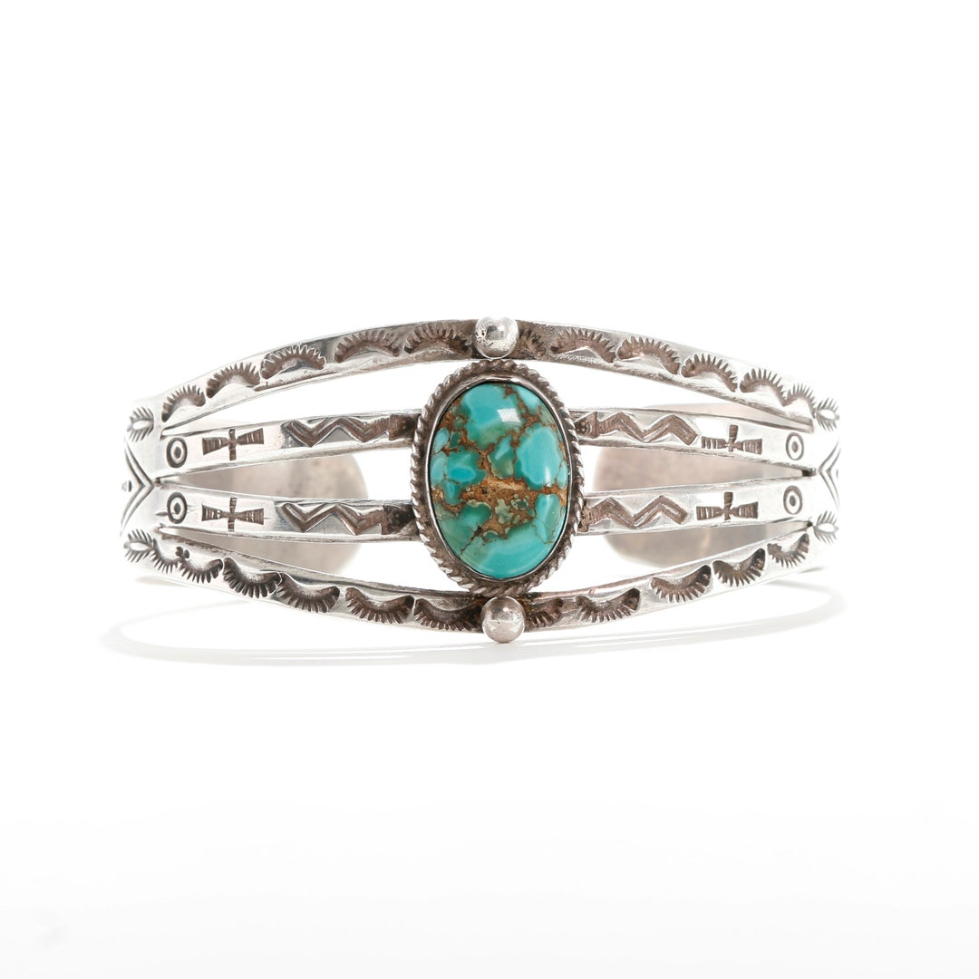 Arrow Novelty Fred Harvey Coin Silver Turquoise Snake & Arrows Cuff ...