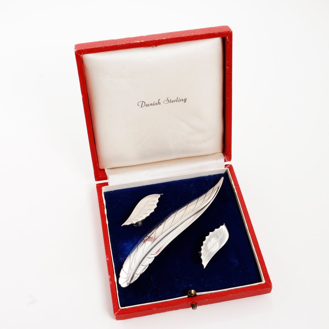 Vintage Viggo Wollny Jammik Denmark Sterling Modernist Leaf Pin ...
