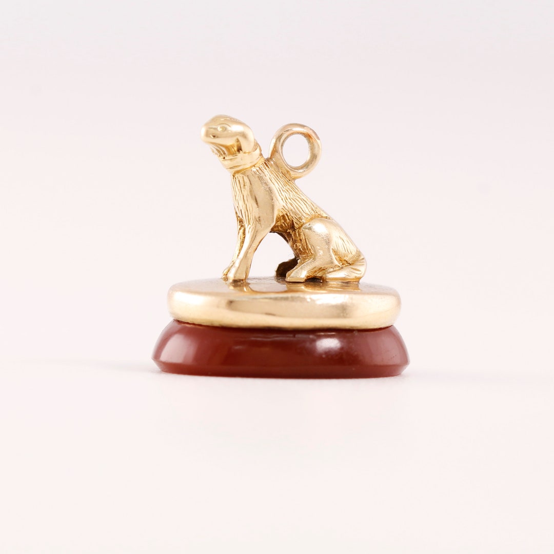 Victorian Antique 14k Yellow Gold Red Carnelian Figural Dog - Etsy