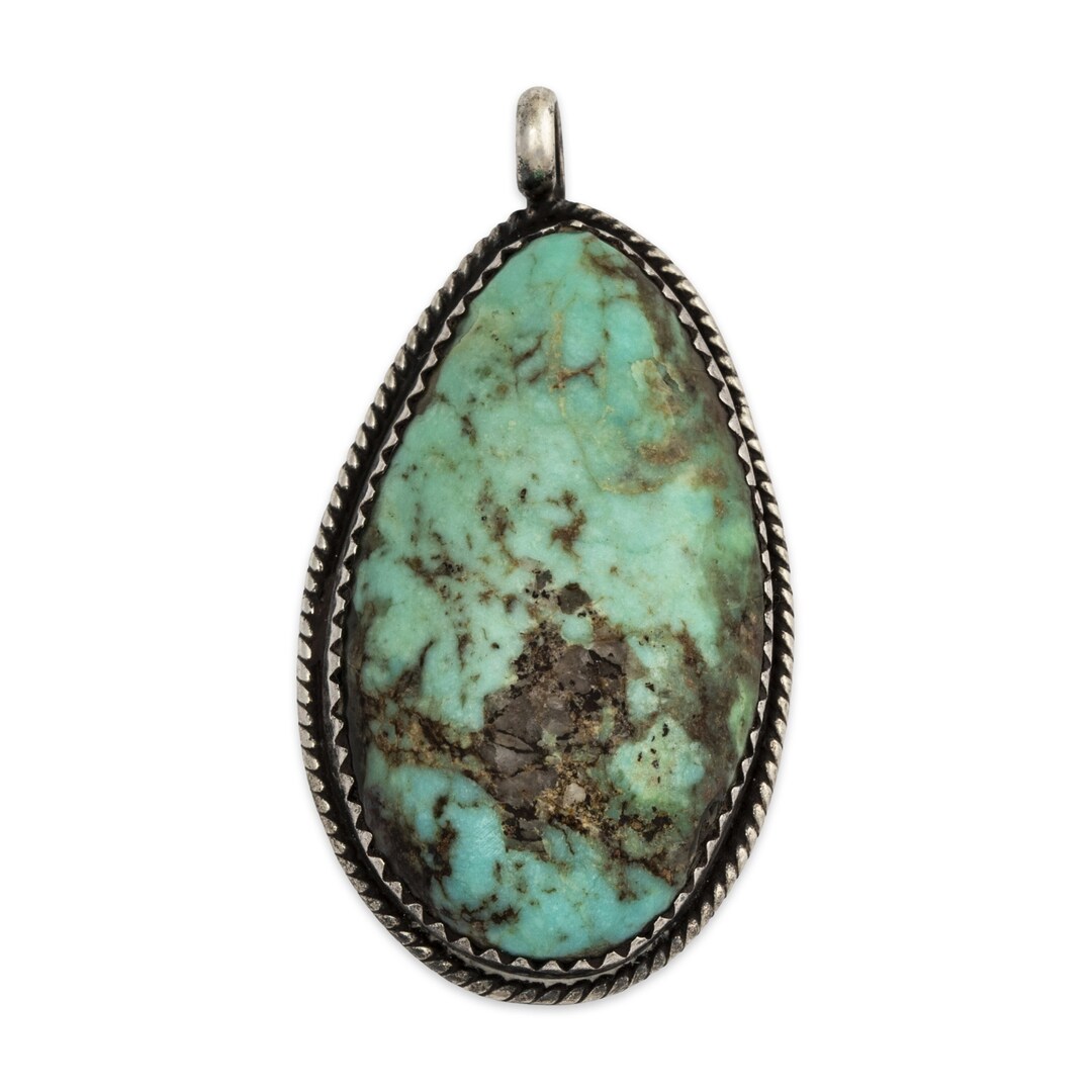 Native American Sterling Silver Green Turquoise Rope Pendant - Etsy
