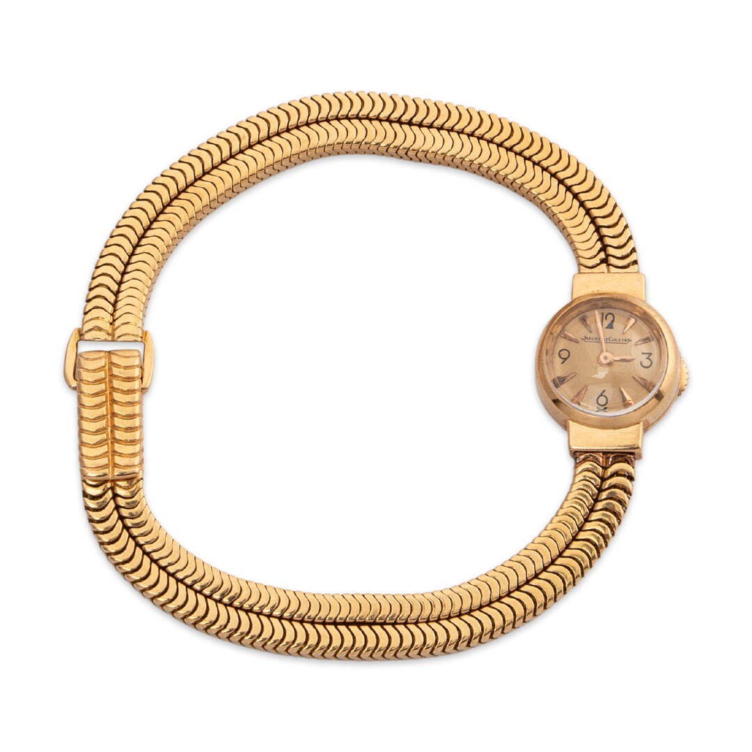 Vintage Jeager-lecoultre 18k Yellow Gold Backwind Ladies Wrist Watch 6 ...