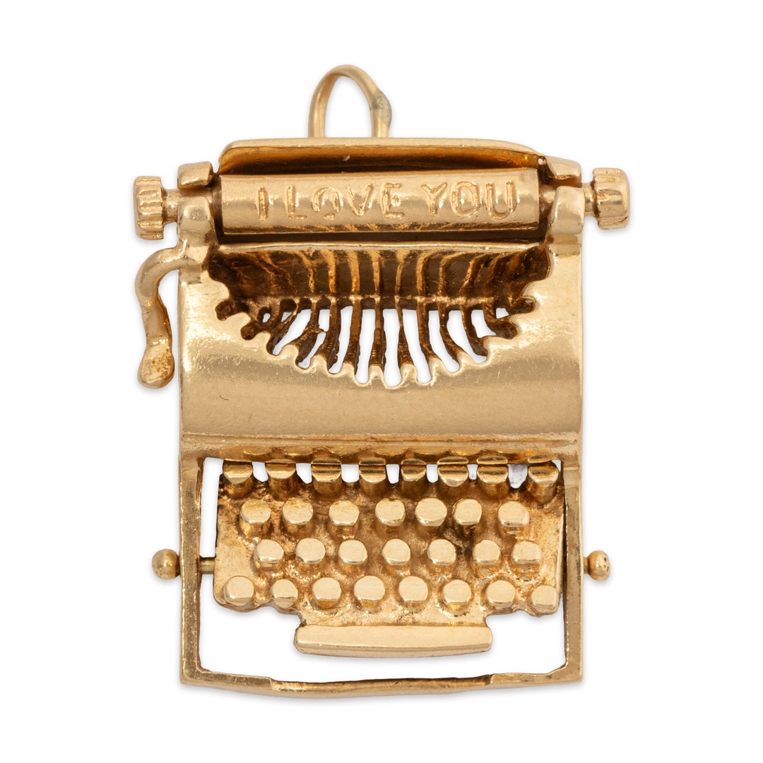 Large Vintage 14k Yellow Gold Typewriter I Love You Pendant / Charm - Etsy