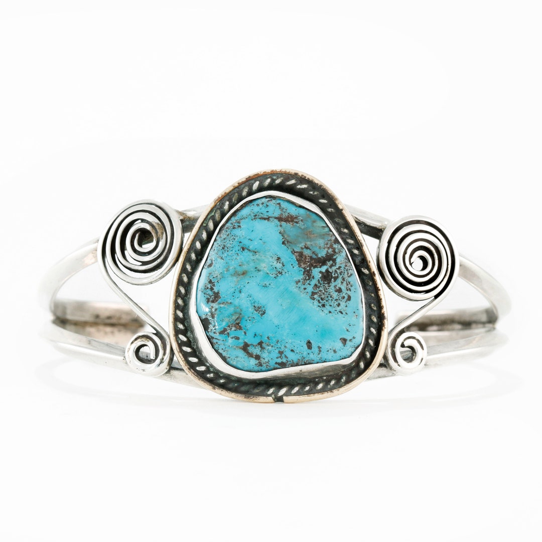 Native American Sterling Bisbee Turquoise Gold Filled Wire Cuff ...