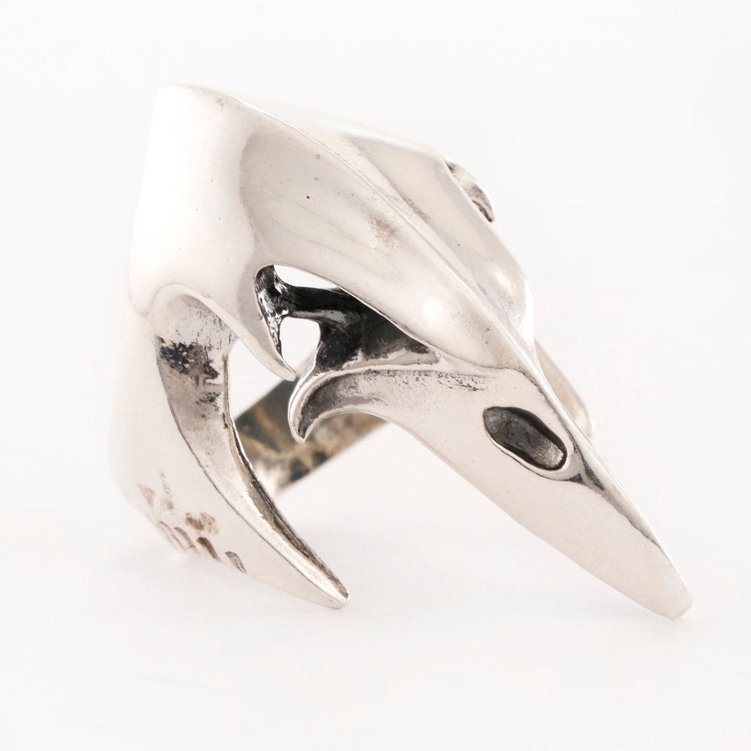 Huge Sterling Silver Bird Skull Ring 10.75 - Etsy