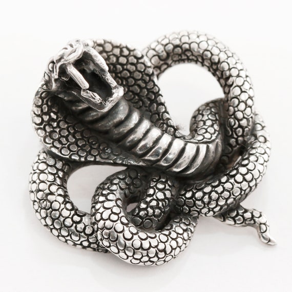 heavy sterling silver figural cobra snake pendant - Gem
