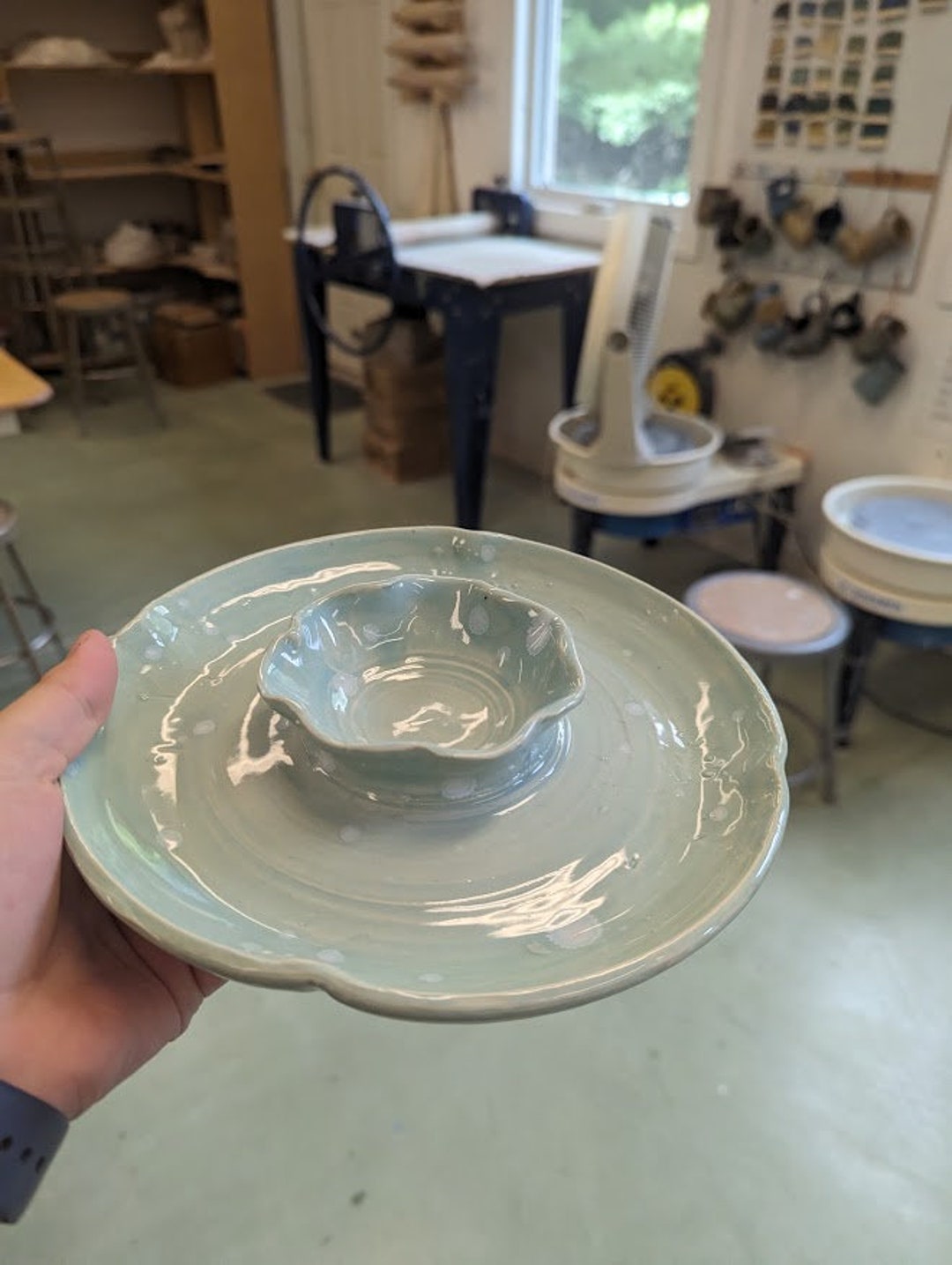 Handmade Ceramic Blue Chip and Dip Bowl - Etsy