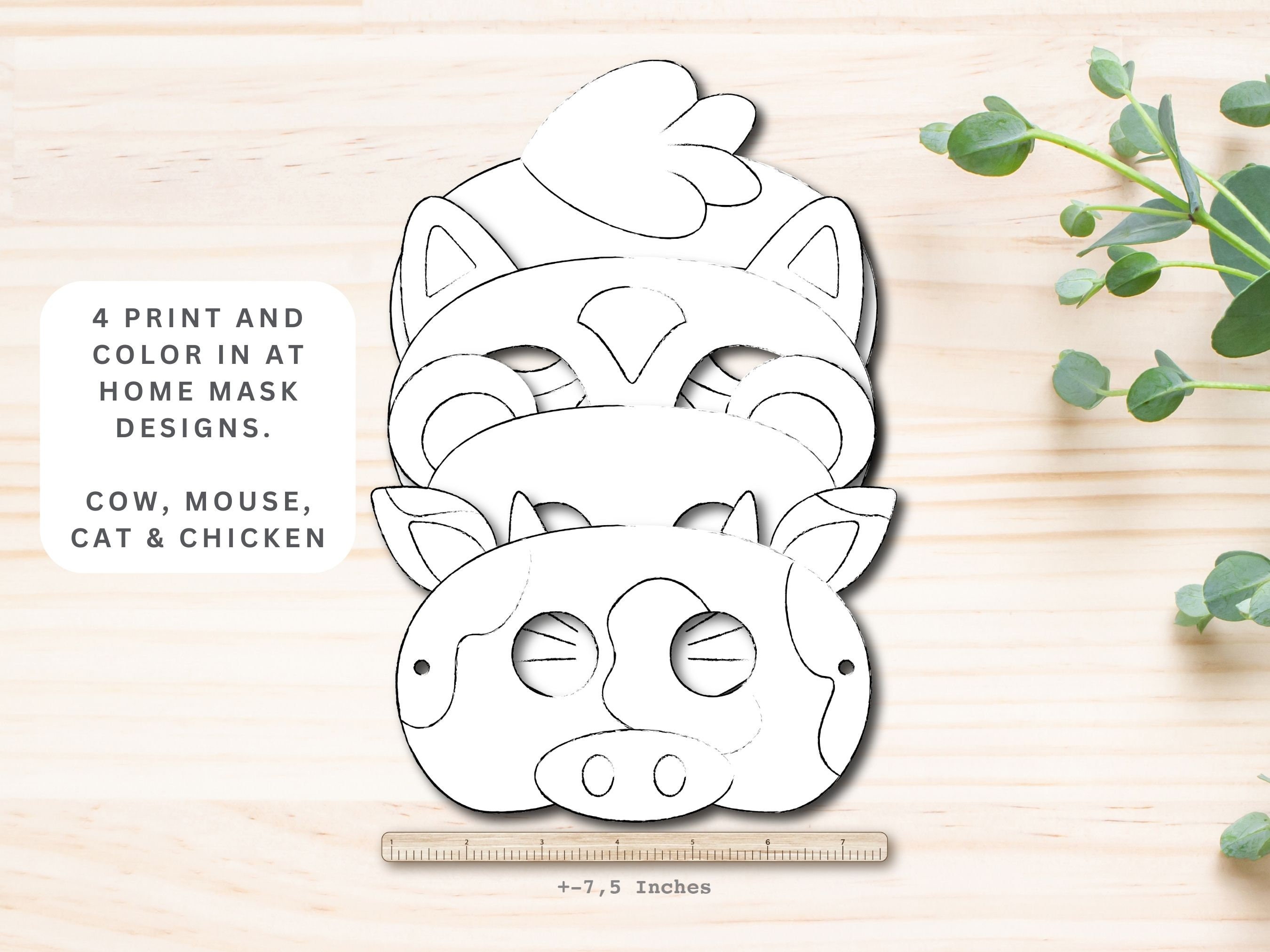 Farm Animal Paper Masks for Kids - Easy DIY Home School Craft Instant ...