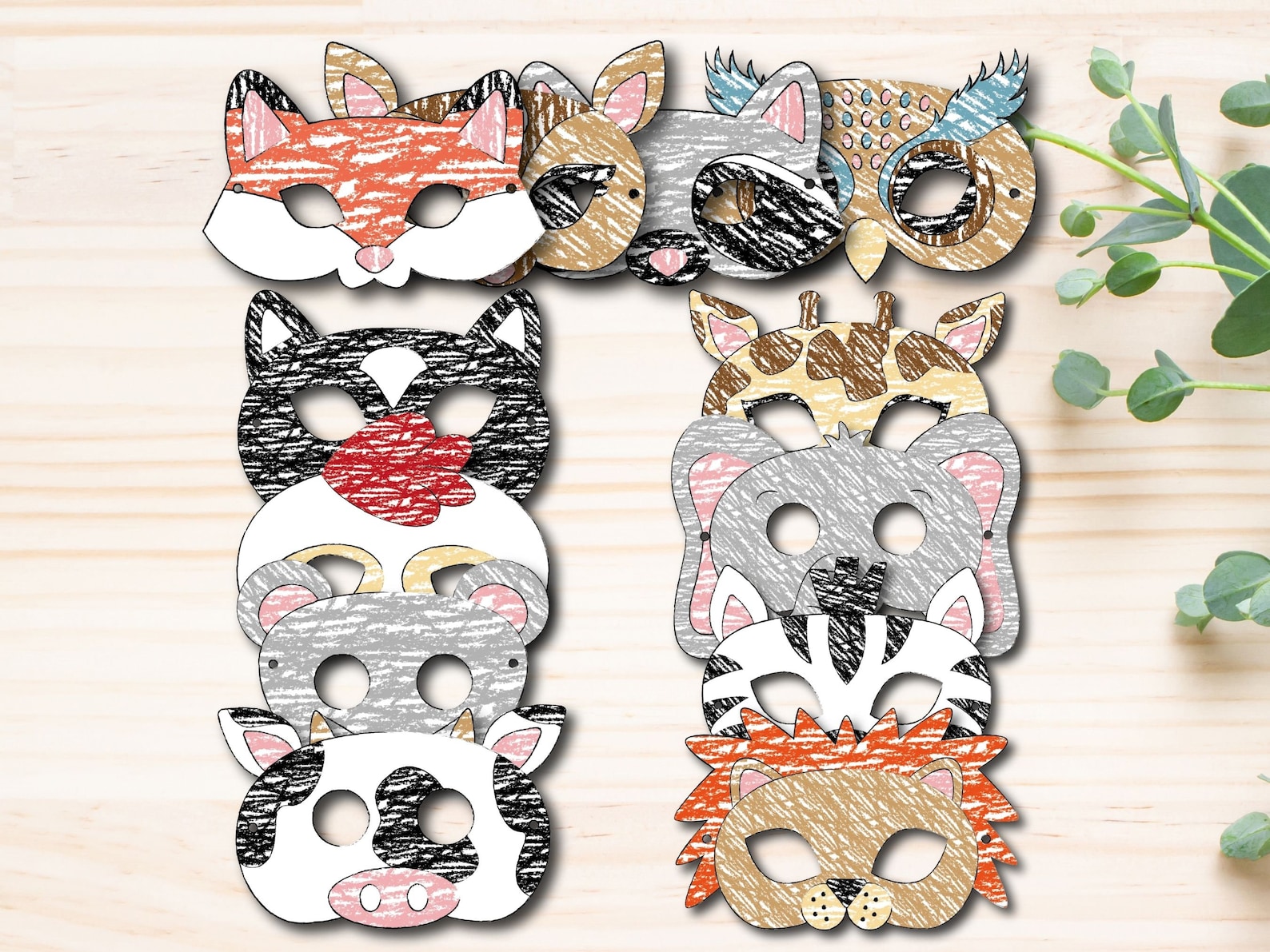 Animal Masks for Kids - Easy DIY Birthday Craft Instant Digital ...