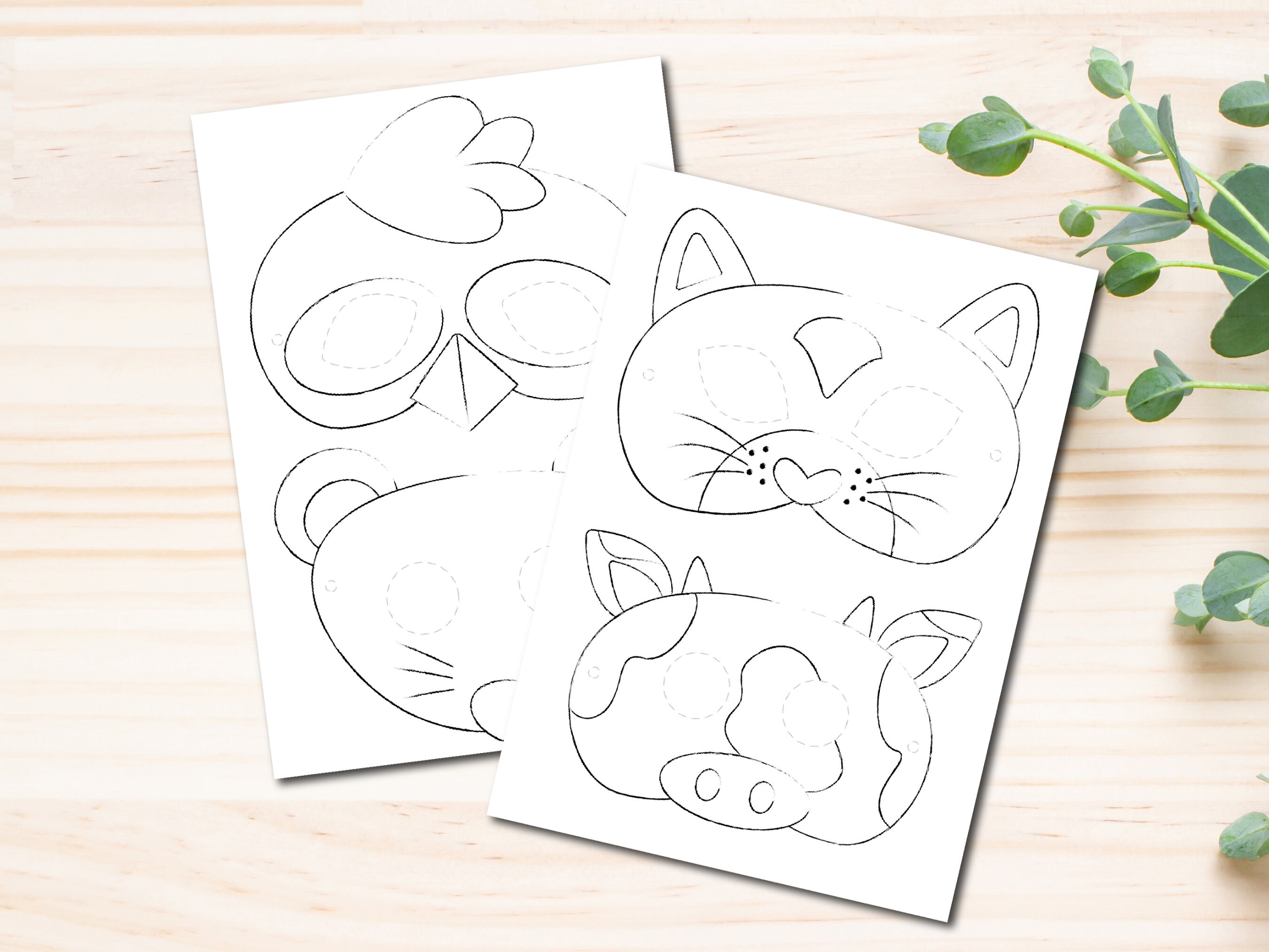 Farm Animal Paper Masks for Kids - Easy DIY Home School Craft Instant ...