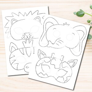 AFRICAN ANIMALS Paper Masks for Kids - DIY Home School Craft Instant ...