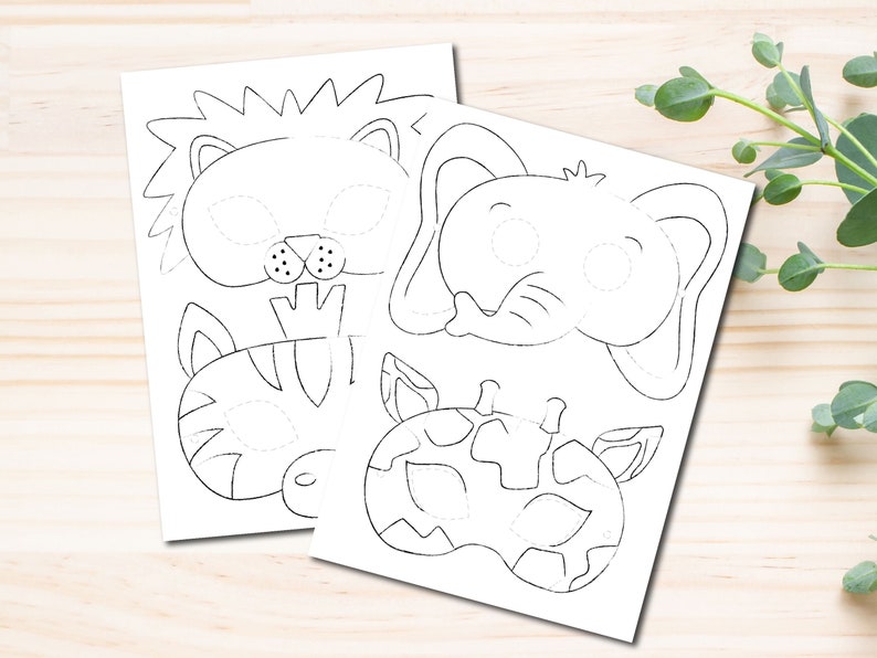 AFRICAN ANIMALS Paper Masks for Kids - DIY Home School Craft Instant ...