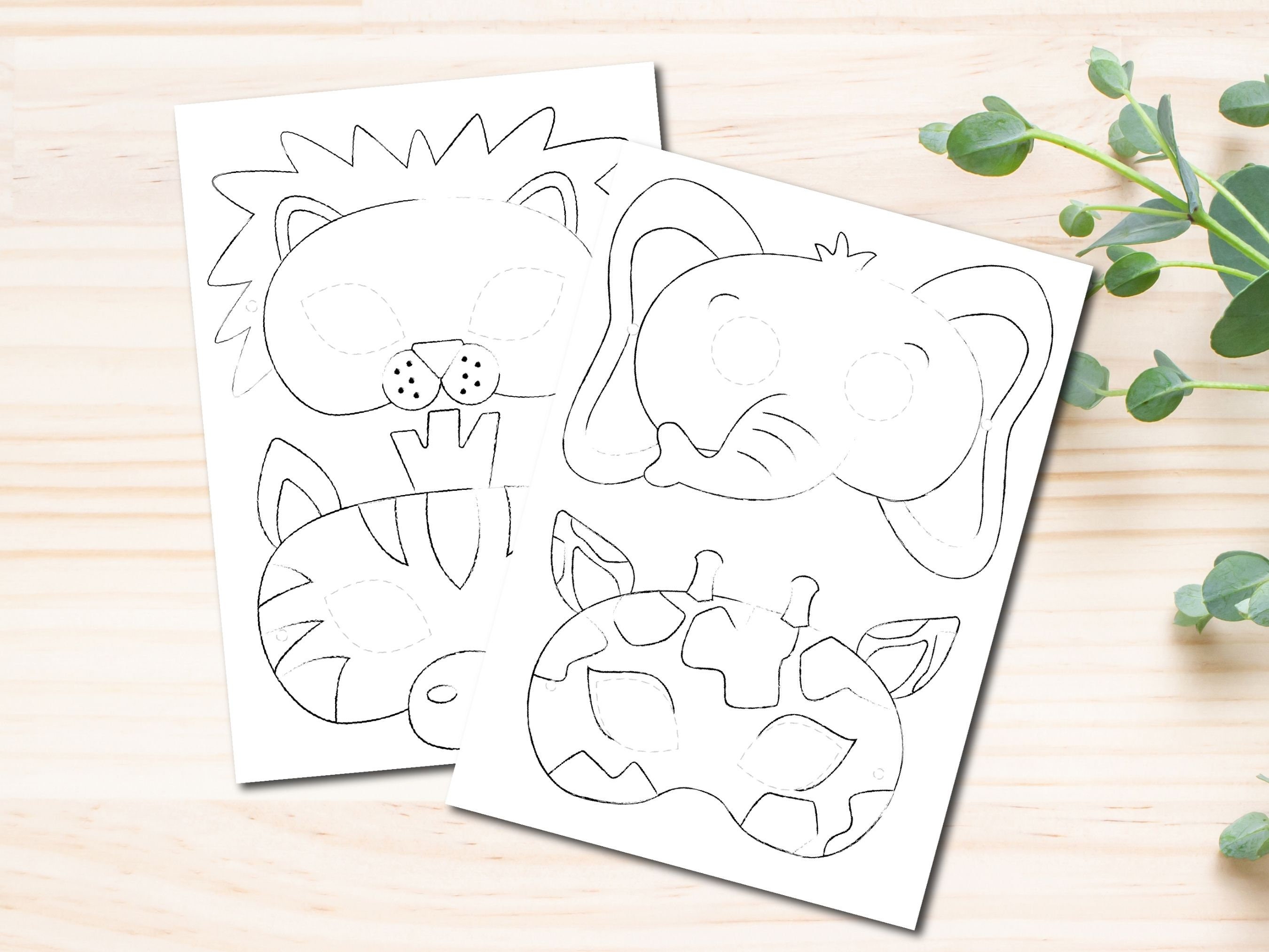 AFRICAN ANIMALS Paper Masks for Kids - DIY Home School Craft Instant ...