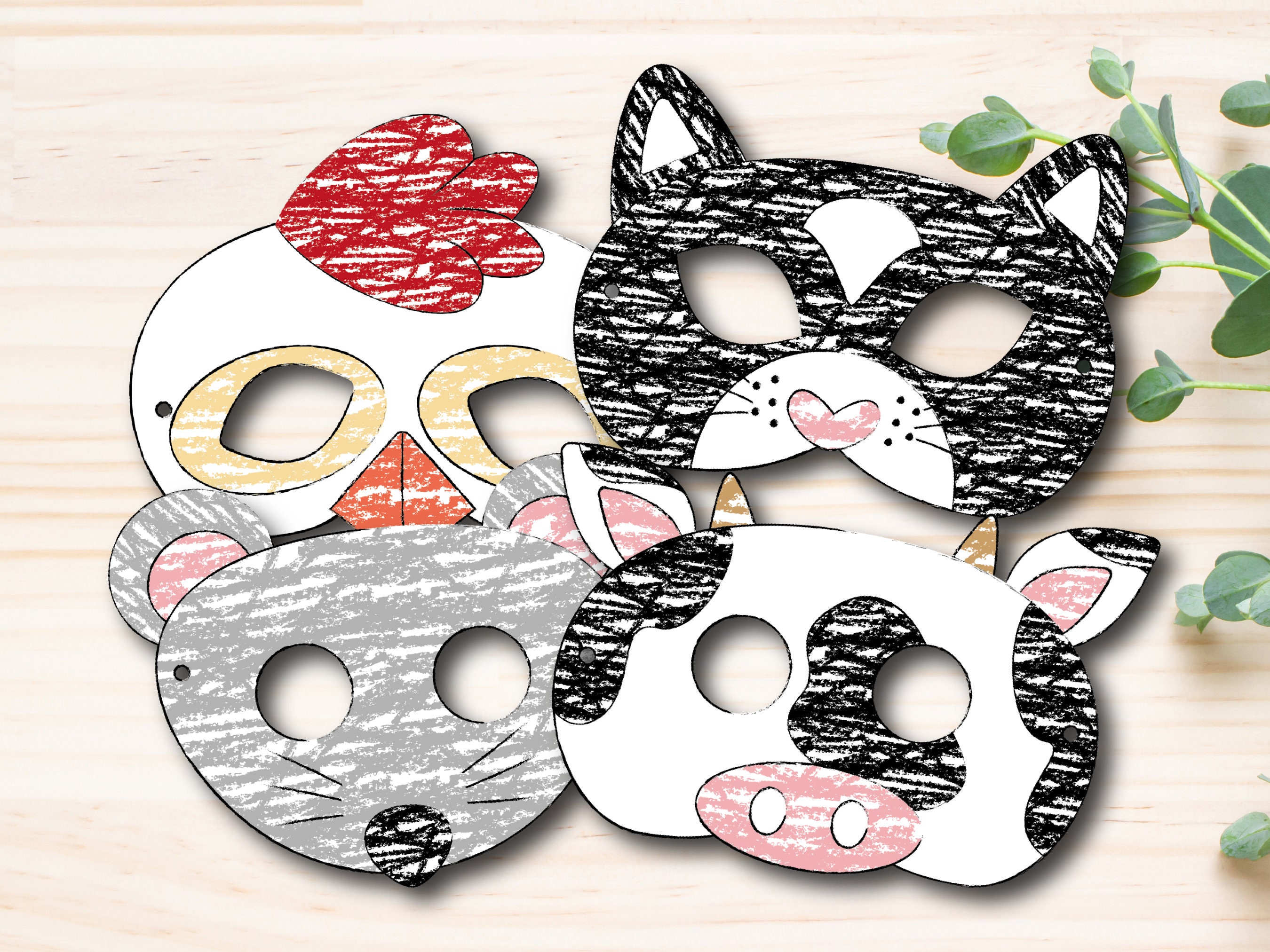 Farm Animal Paper Masks for Kids - Easy DIY Home School Craft Instant ...