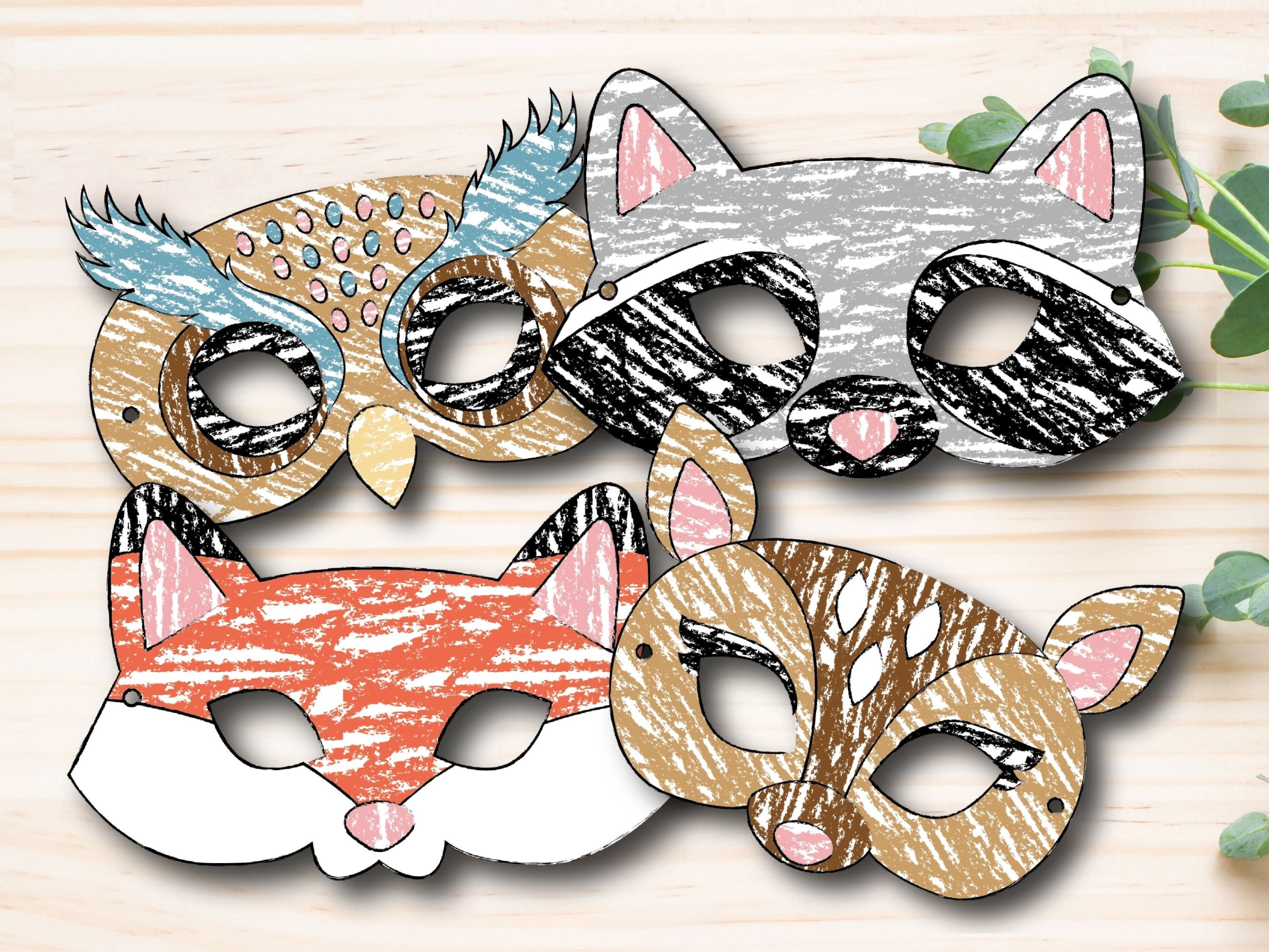 Woodland Animal Paper Masks for Kids - DIY Home School Craft Instant ...