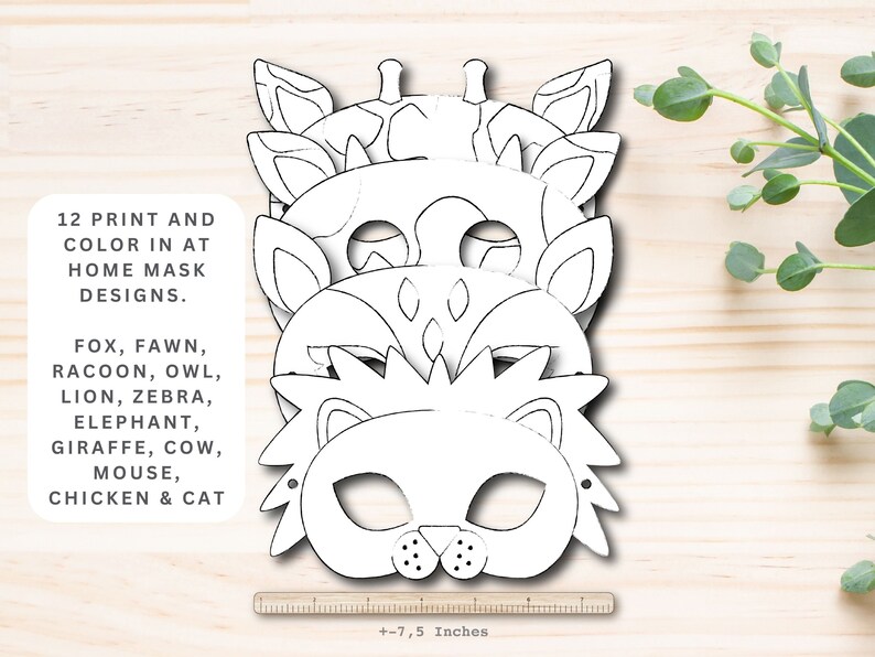 Animal Masks for Kids - Easy DIY Birthday Craft Instant Digital ...