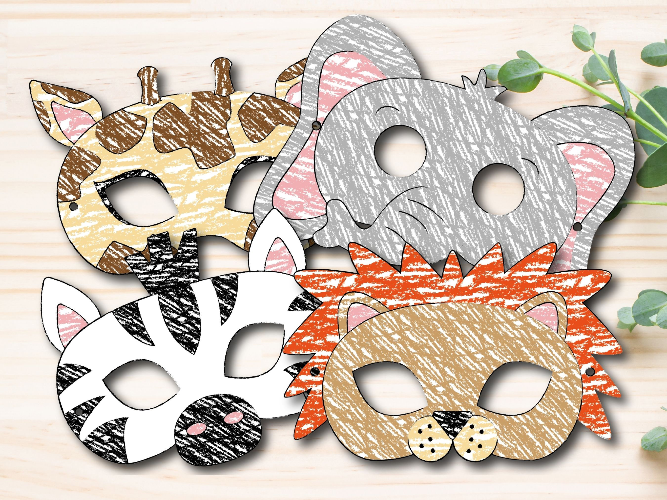 AFRICAN ANIMALS Paper Masks for Kids - DIY Home School Craft Instant ...