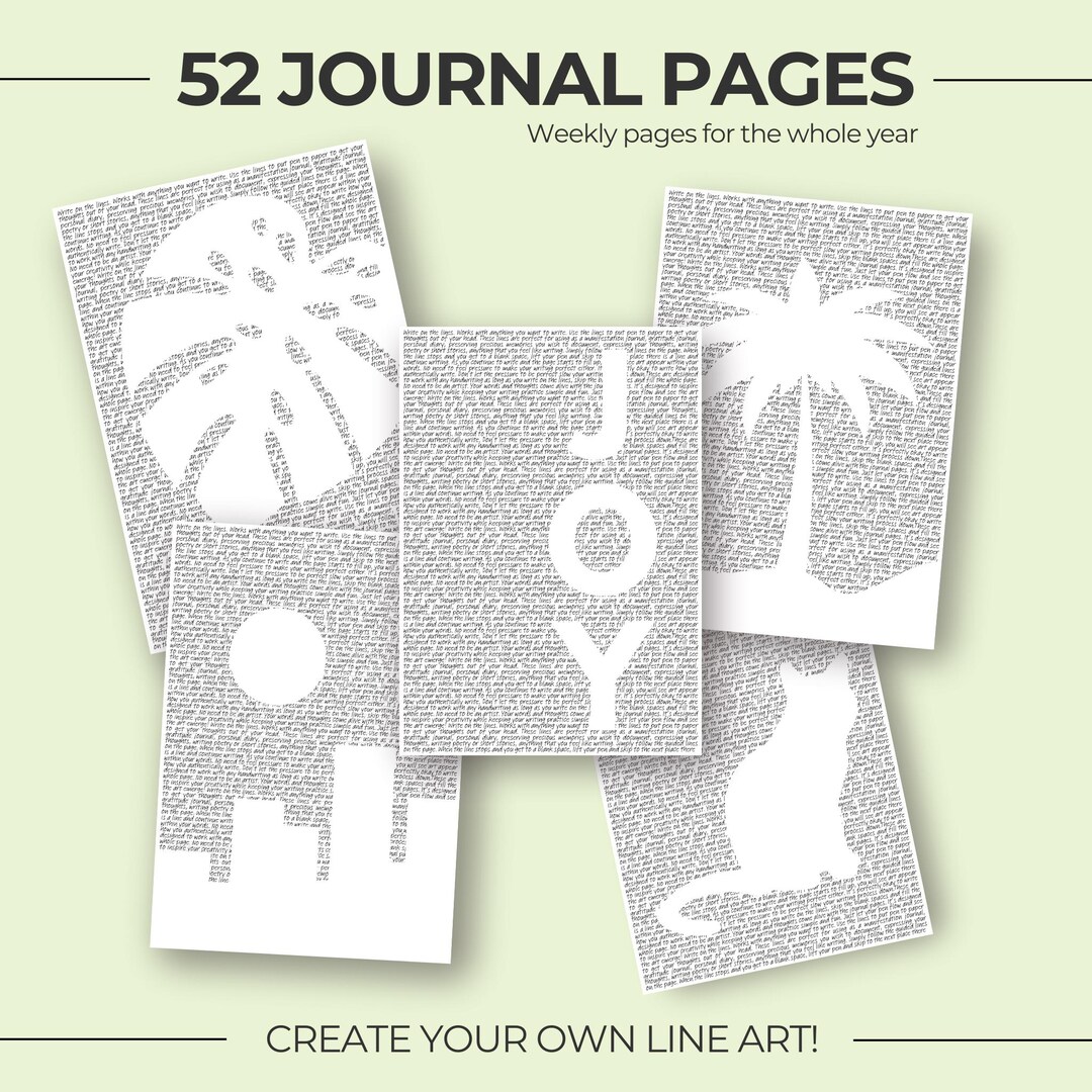 Printable Journal Pages - Guided Line Art for Creative Writing & Art ...
