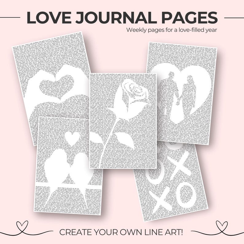 Printable Love-themed Journal Pages - Guided Line Art for Couples ...