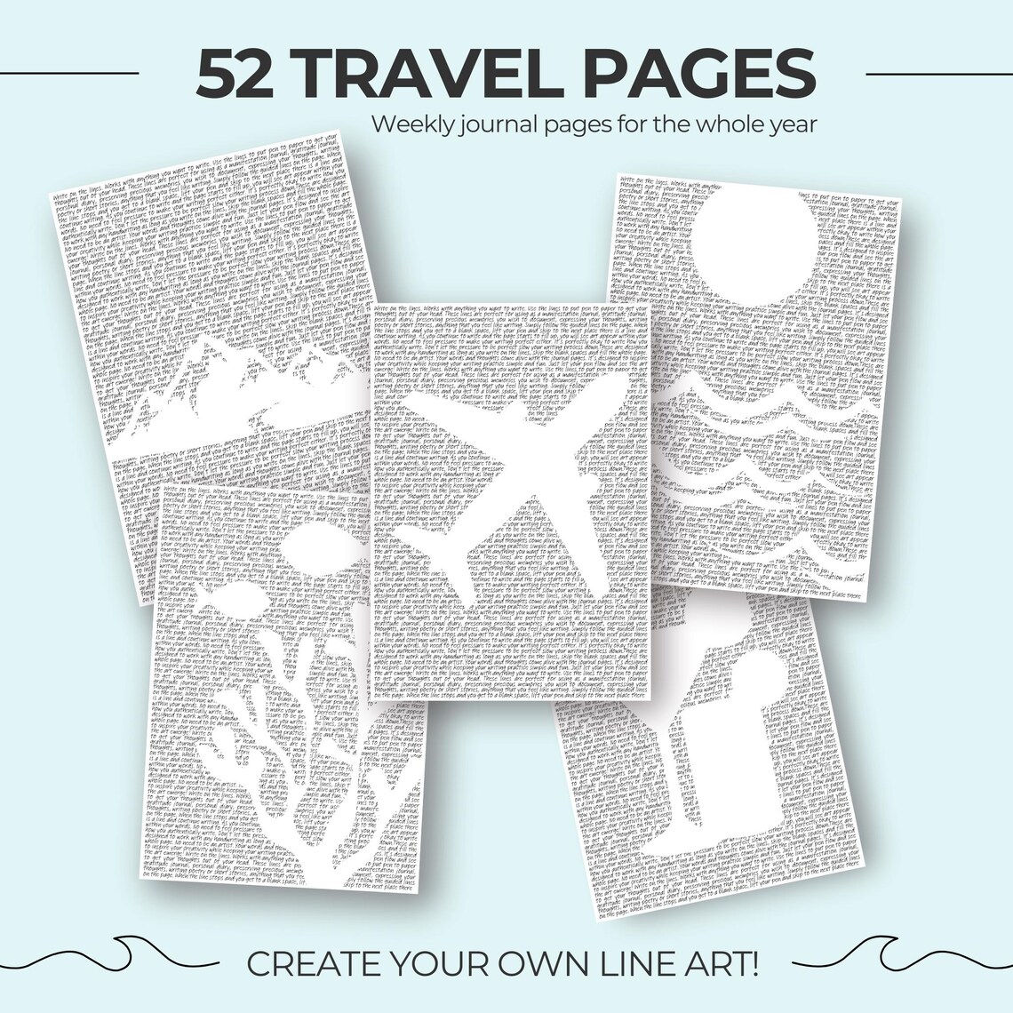 Printable Travel Journal Pages - Guided Line Art for Your Travel ...
