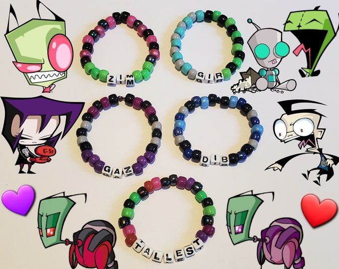 Invader Zim Collection! Set of 5 Matching Kandi Bracelets || Scenecore ...