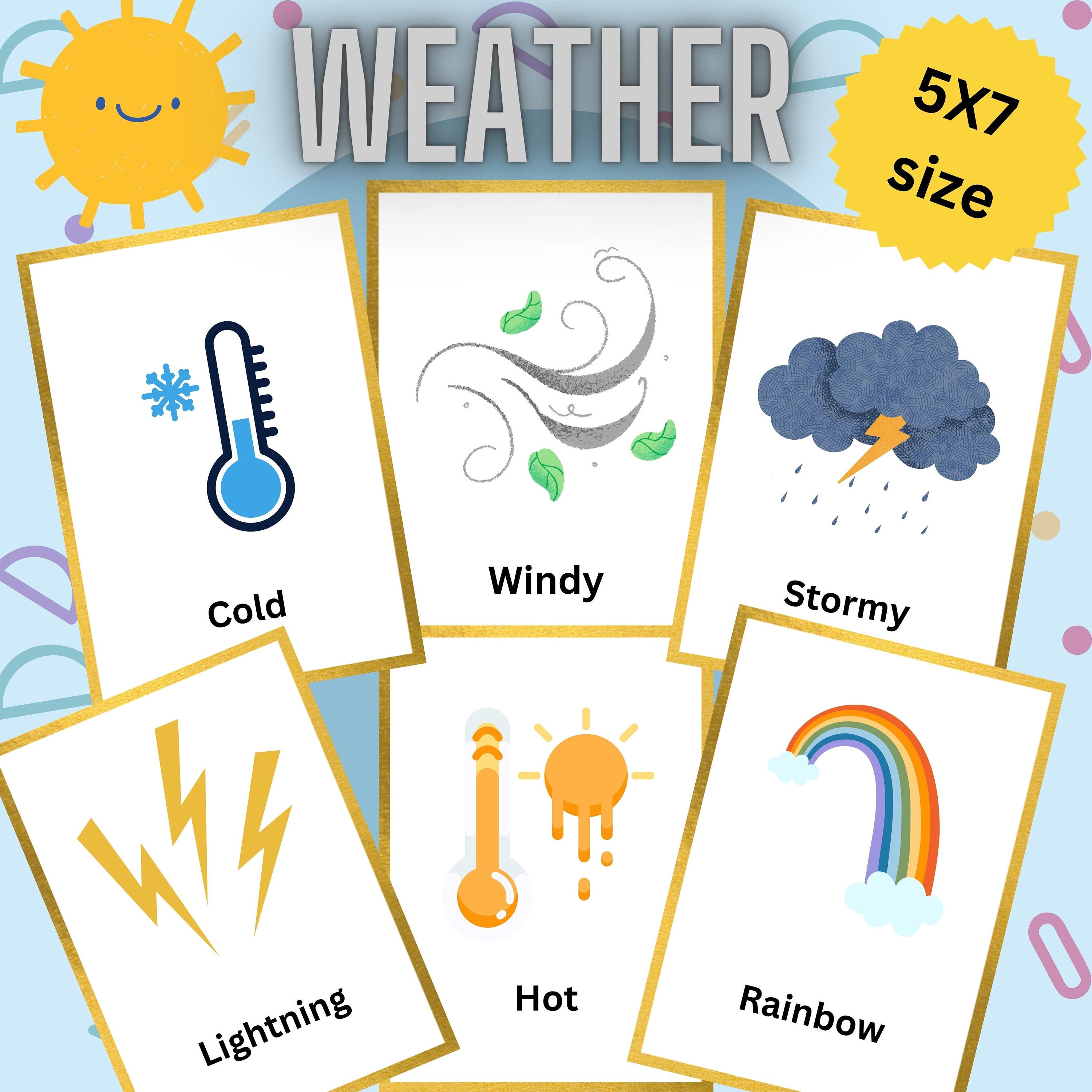 13 Weather Cards - Educational Prints for Kids - Etsy