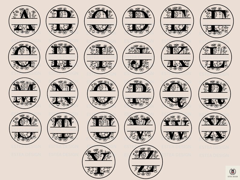 Split Monogram ABC Clip Art Bundle - for Clothing, Accessories ...