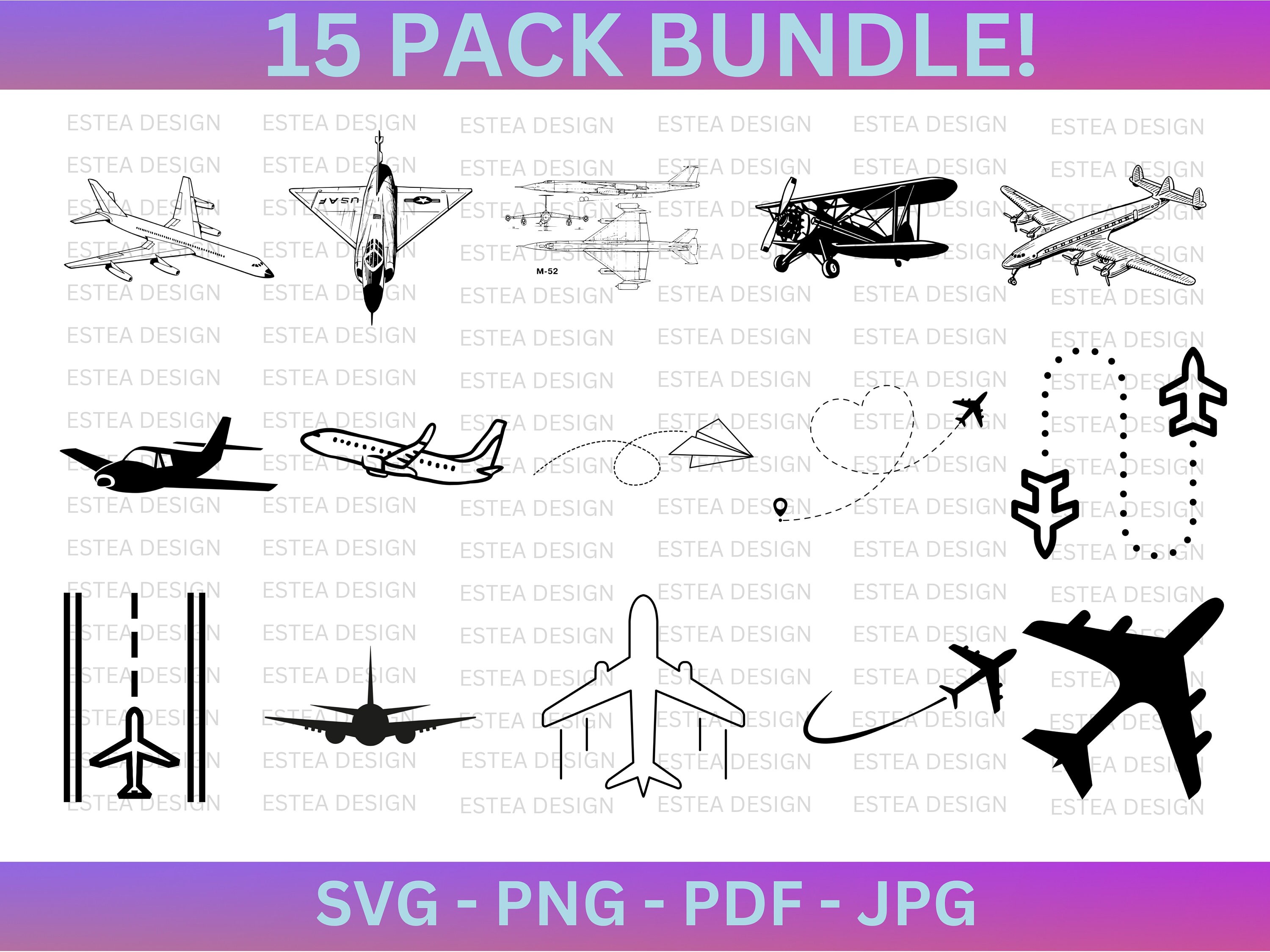 Planes Clip Art Bundle - for Clothing, Accessories & Printing - Perfect ...