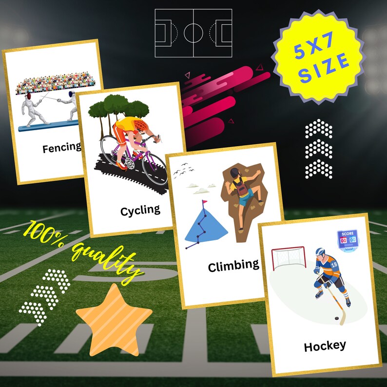Printable Sports Flash Cards for Kids Pdf Png Svg Entertaining Cards ...