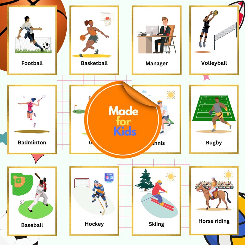 Printable Sports Flash Cards - for Kids - Pdf - Png - Svg ...