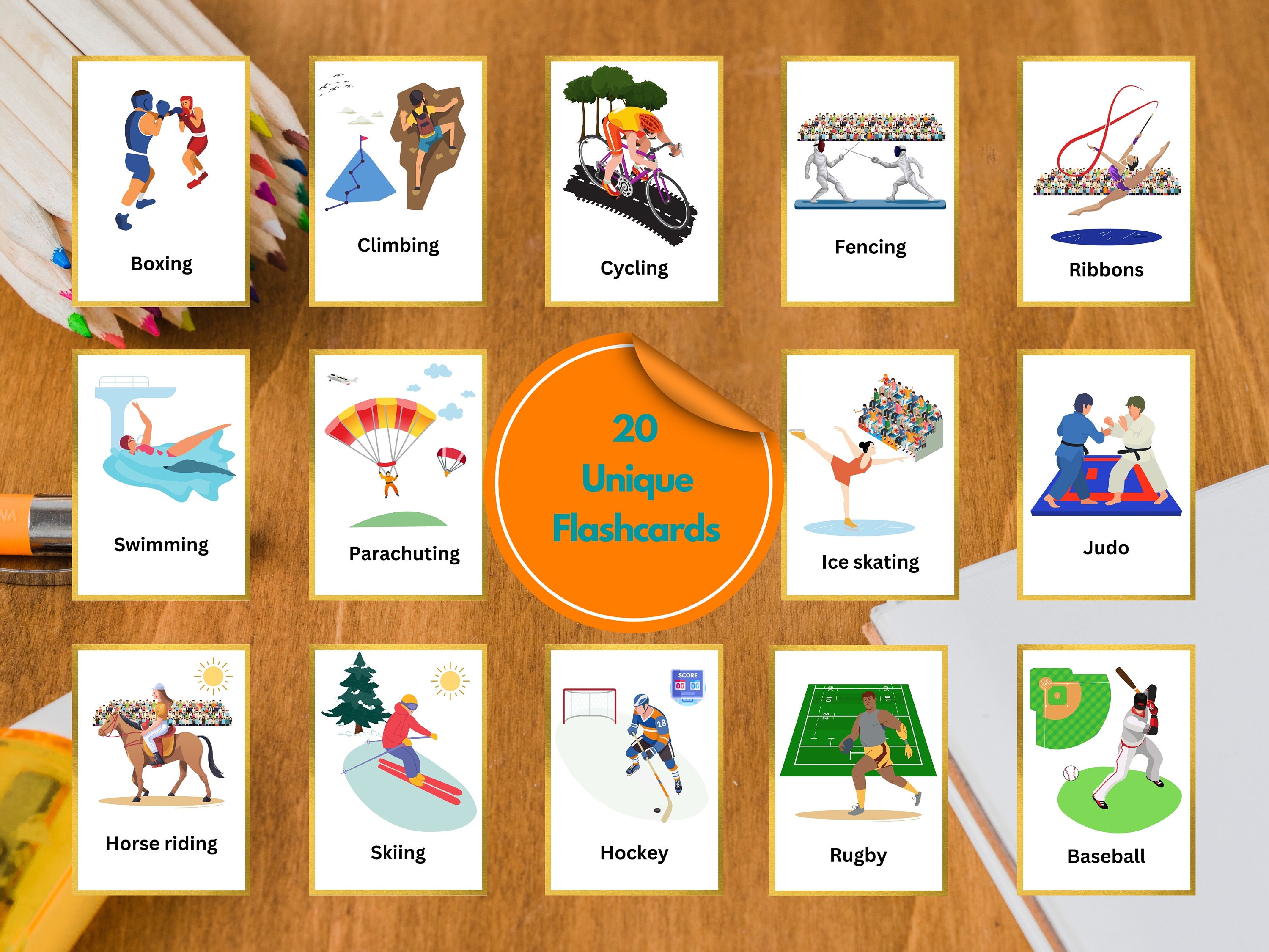 Printable Sports Flash Cards for Kids Pdf Png Svg Entertaining Cards ...