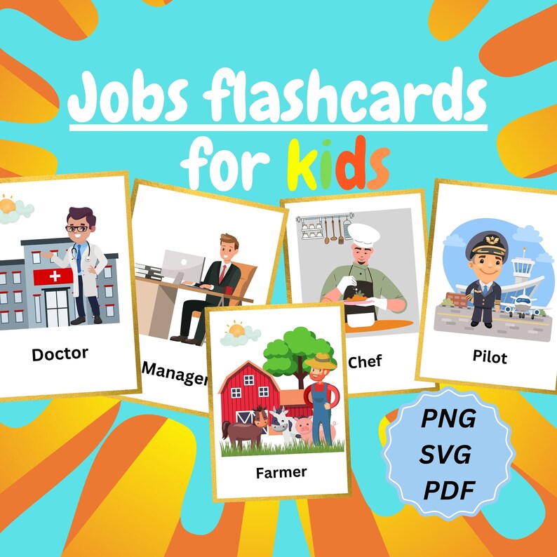 Printable Jobs Flash Cards for Kids Pdf Png Svg Entertaining Cards ...