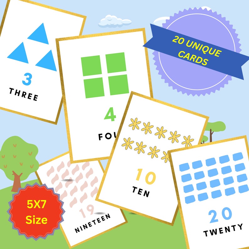 Numbers Flash Cards - for Kids - Pdf - Png - Svg - Entertaining Cards ...