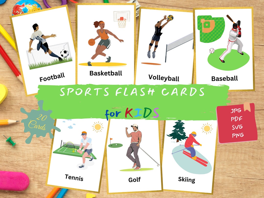 Printable Sports Flash Cards - for Kids - Pdf - Png - Svg ...