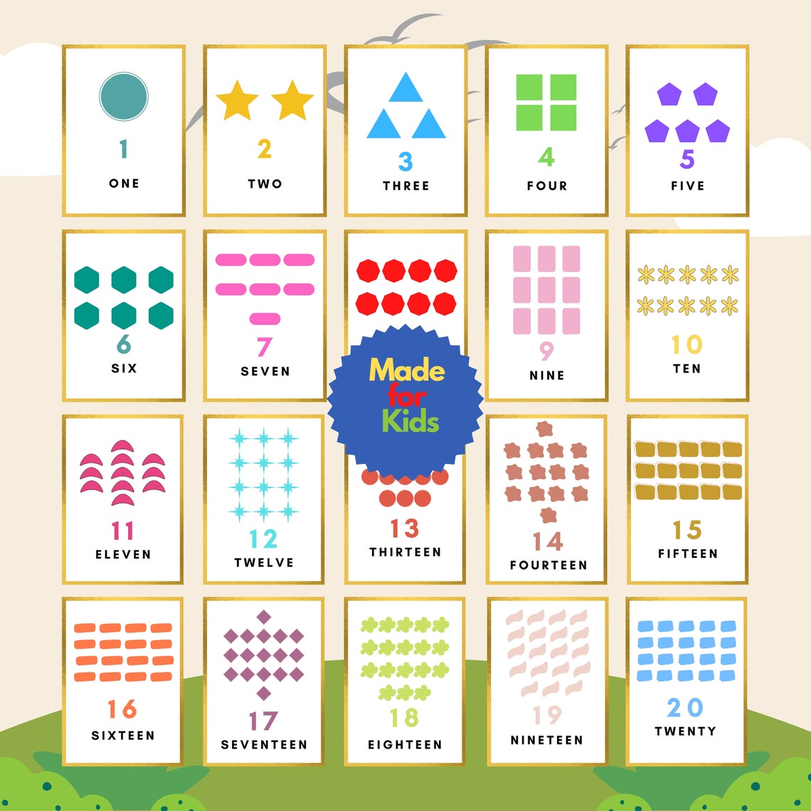 Numbers Flash Cards - for Kids - Pdf - Png - Svg - Entertaining Cards ...